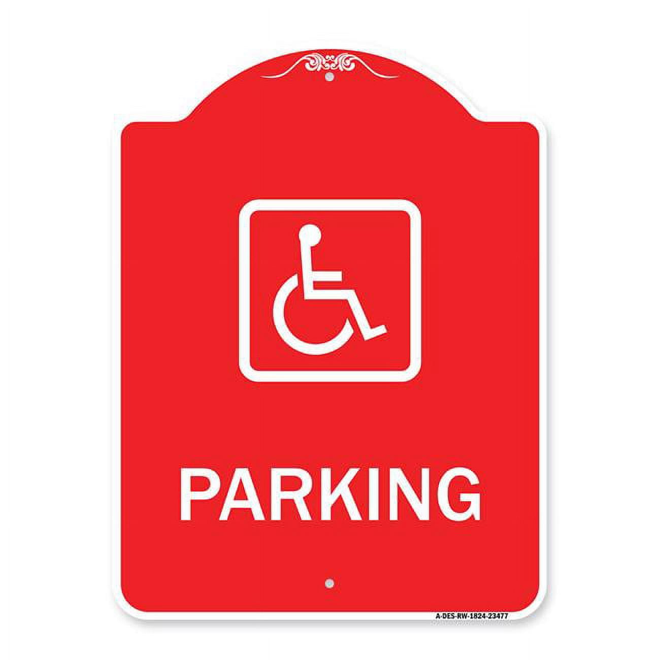 18 x 24 in. Designer Series Sign - Parking with Handicapped Symbol, Red ...
