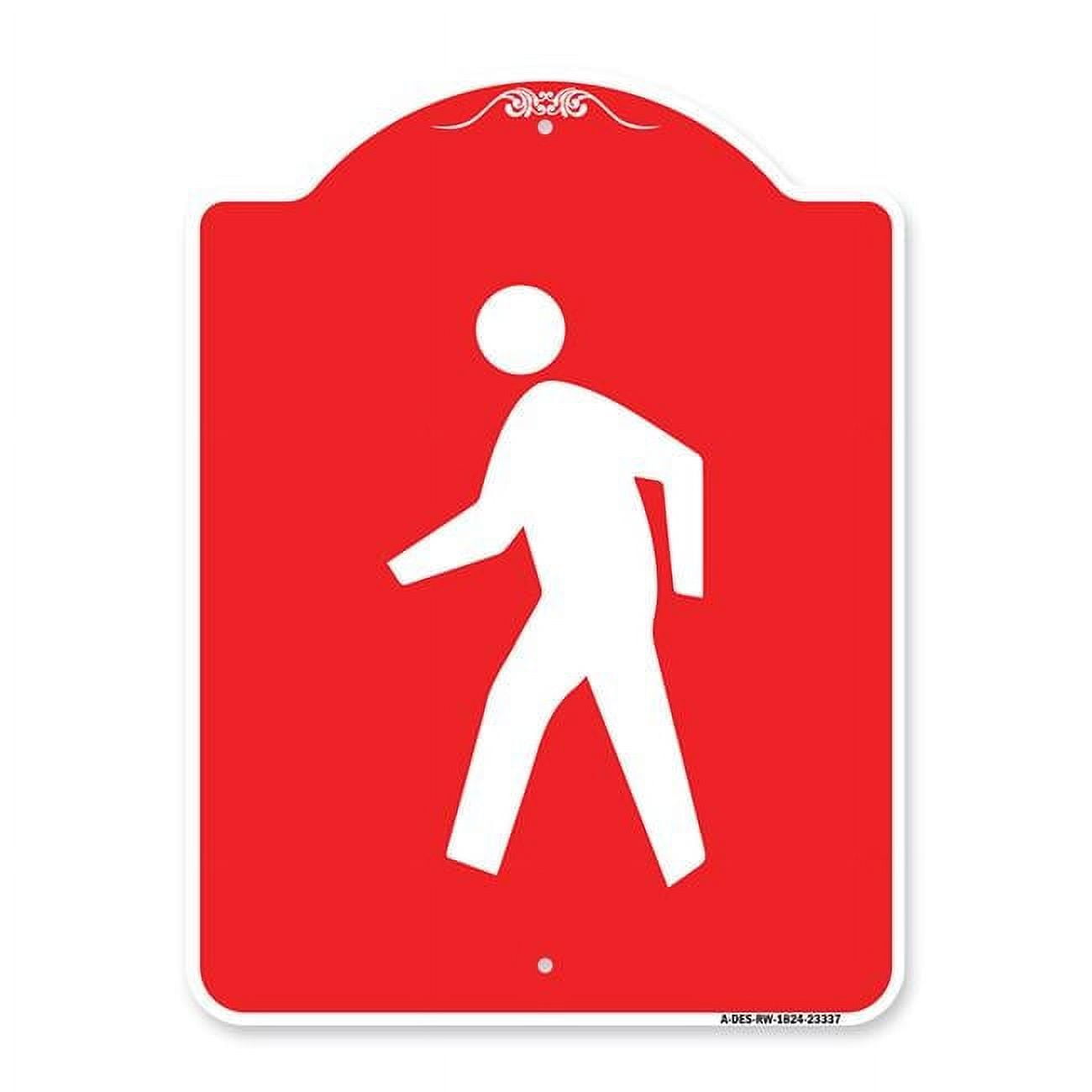 18 x 24 in. Designer Series Sign - Pedestrian Crossing Symbol, Red ...