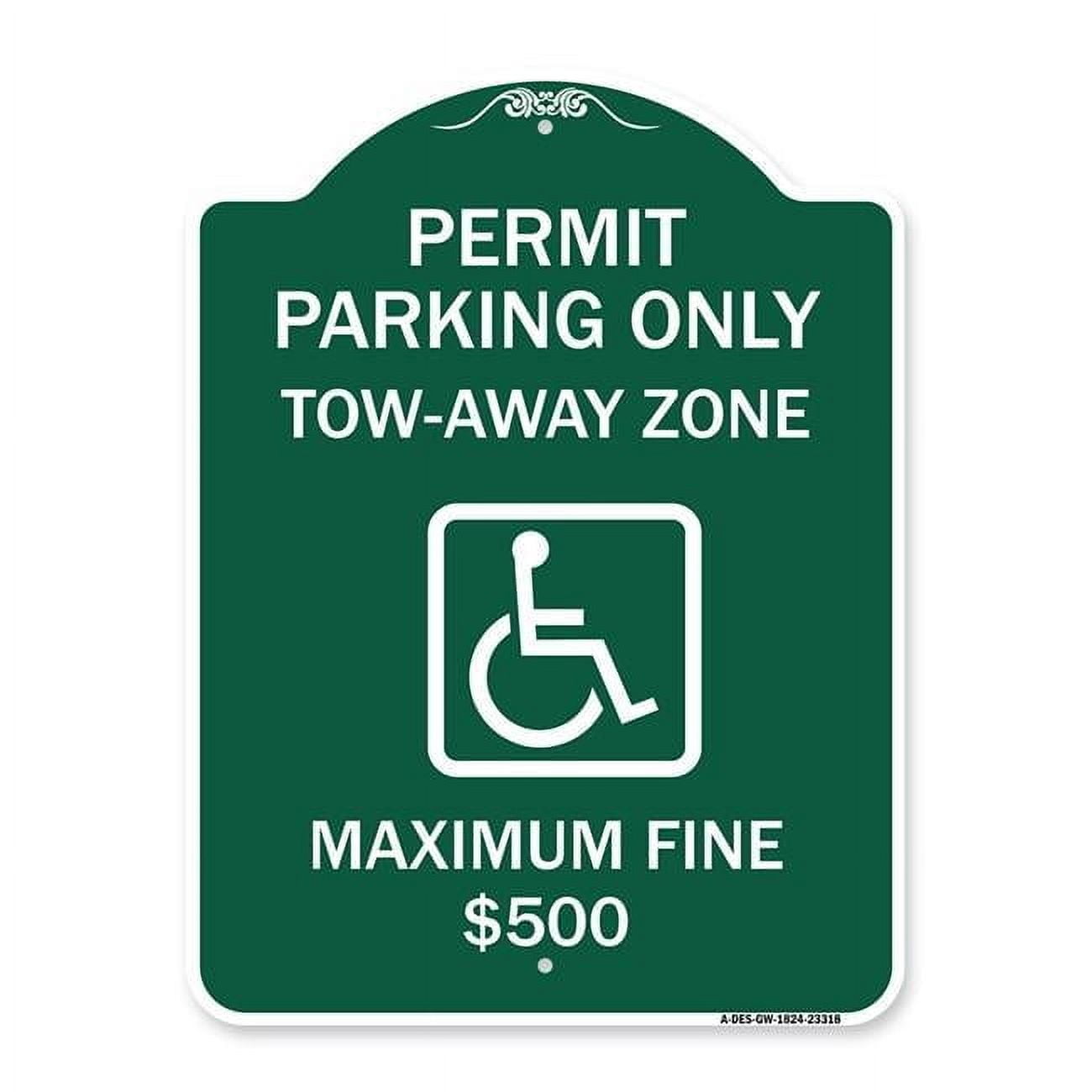 18 x 24 in. Designer Series Sign - Permit Parking Only Tow-Away Zone ...