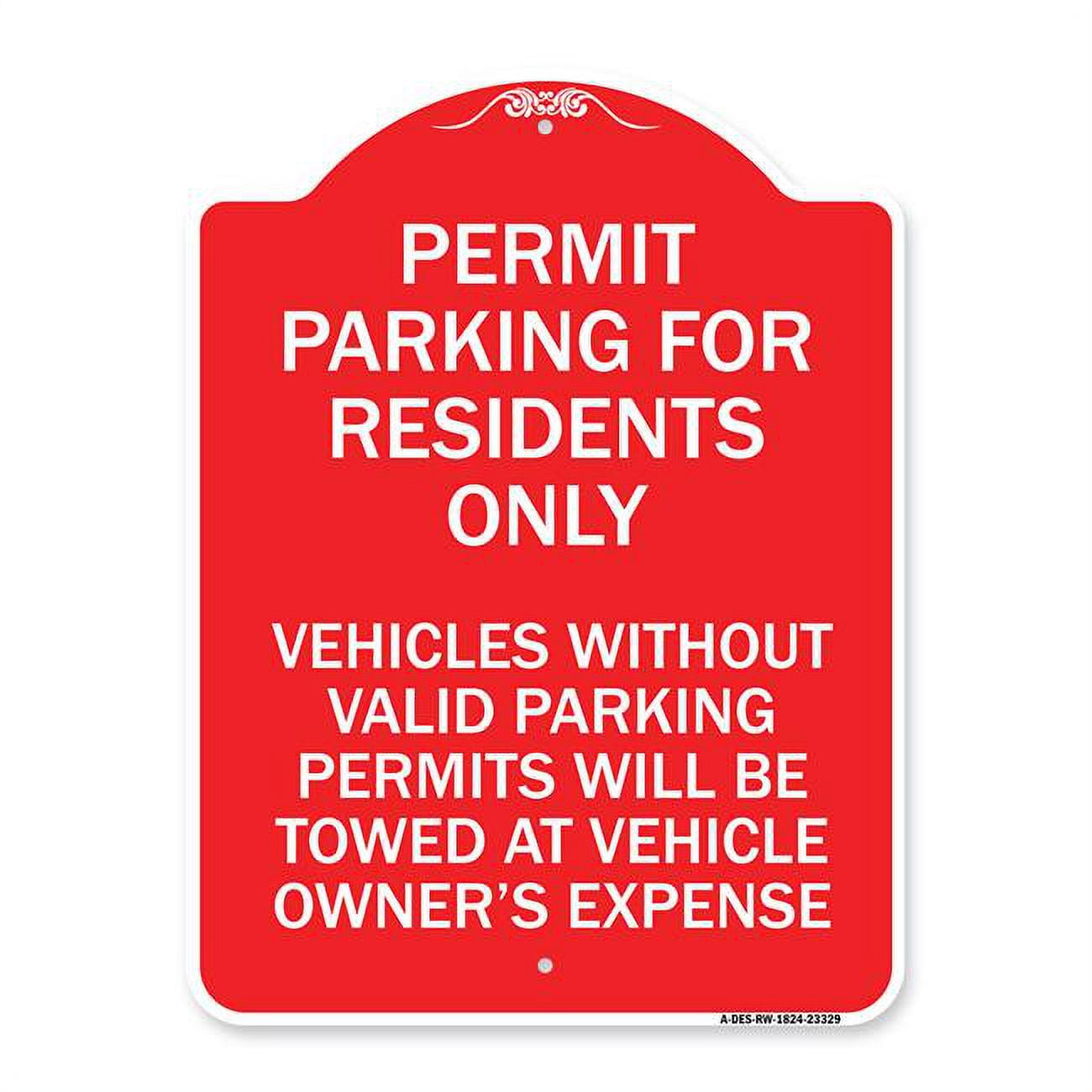 18 x 24 in. Designer Series Sign - Permit Parking for Residents Only ...