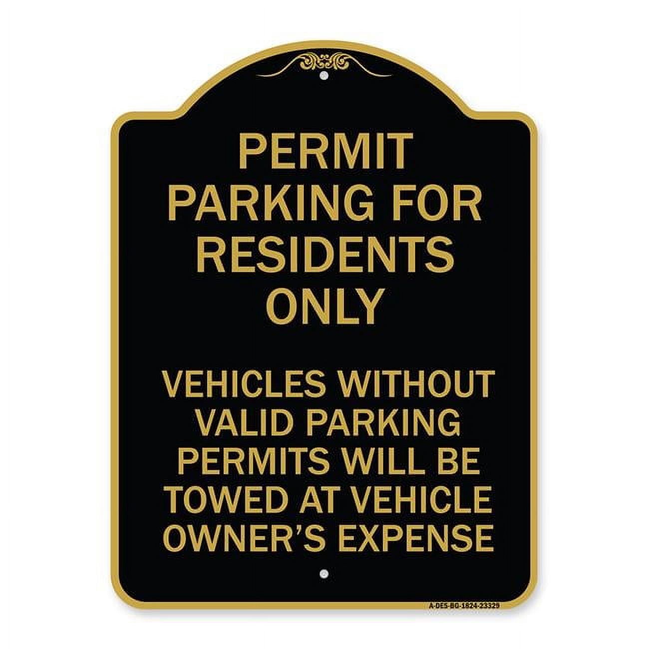 18 x 24 in. Designer Series Sign - Permit Parking for Residents Only ...