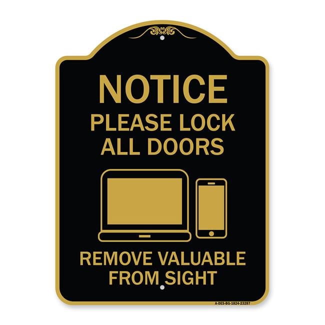 18 x 24 in. Designer Series Sign - Please Lock All Doors Remove ...