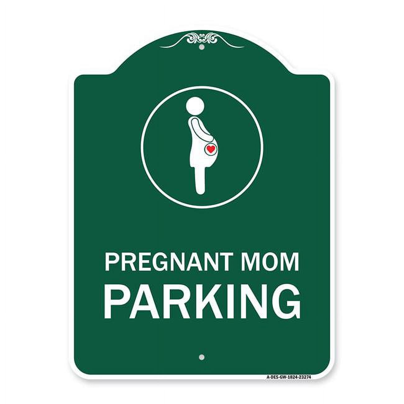 18 x 24 in. Designer Series Sign - Pregnant Mom Parking with Graphic, Green & White - Walmart.com