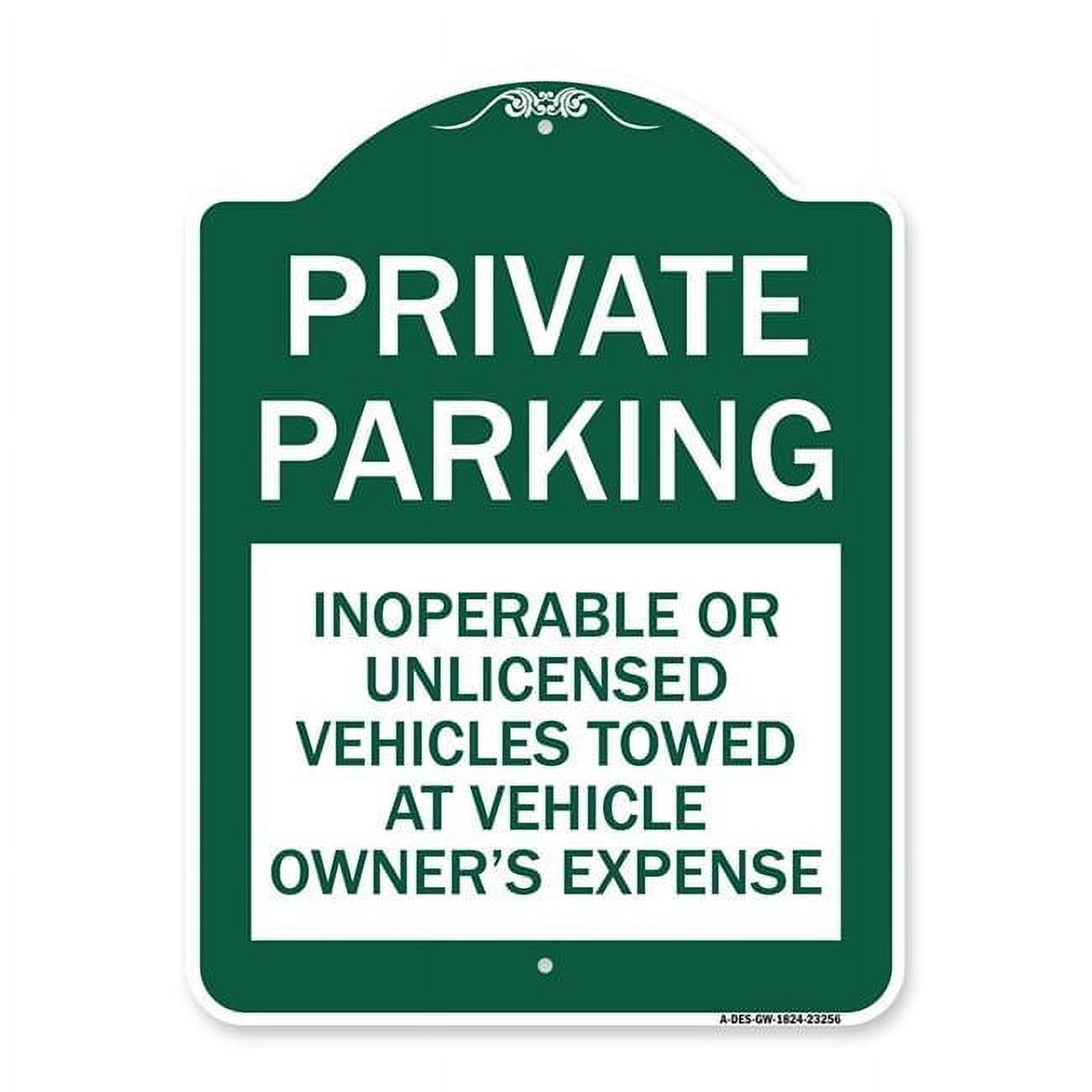 18 x 24 in. Designer Series Sign - Private Parking Inoperable or ...