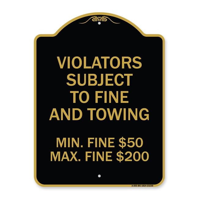 18 x 24 in. Designer Series Sign - R7-8F Violators Subject to Fine ...
