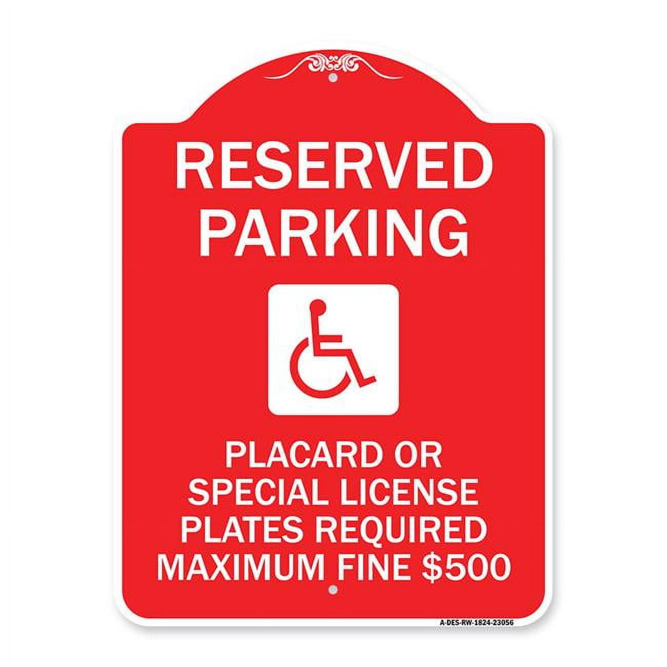 18 x 24 in. Designer Series Sign - Reserved Parking Placard or Special ...