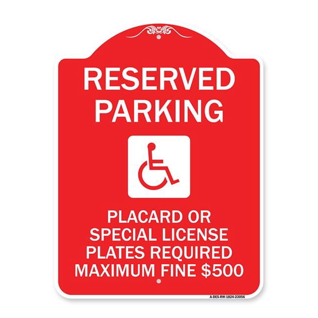 18 x 24 in. Designer Series Sign - Reserved Parking Placard or Special ...