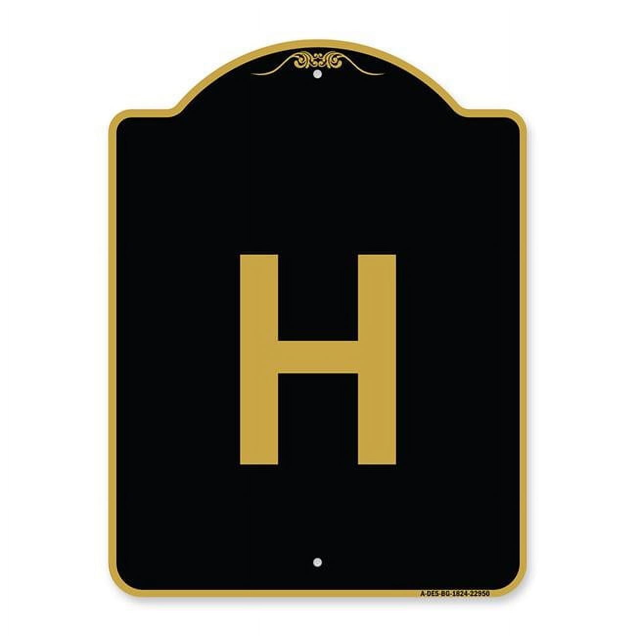 18 x 24 in. Designer Series Sign - Sign with Letter H , Black & Gold ...