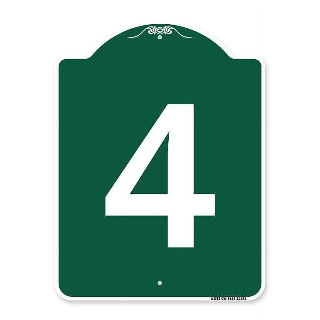 18 x 24 in. Designer Series Sign - Sign with Number 4, Green & White ...