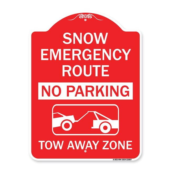18 x 24 in. Designer Series Sign - Snow Emergency Route Tow Away Zone ...