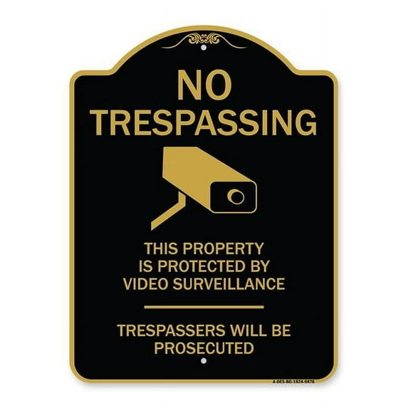 18 x 24 in. Designer Series Sign - This Property is Protected by Video ...