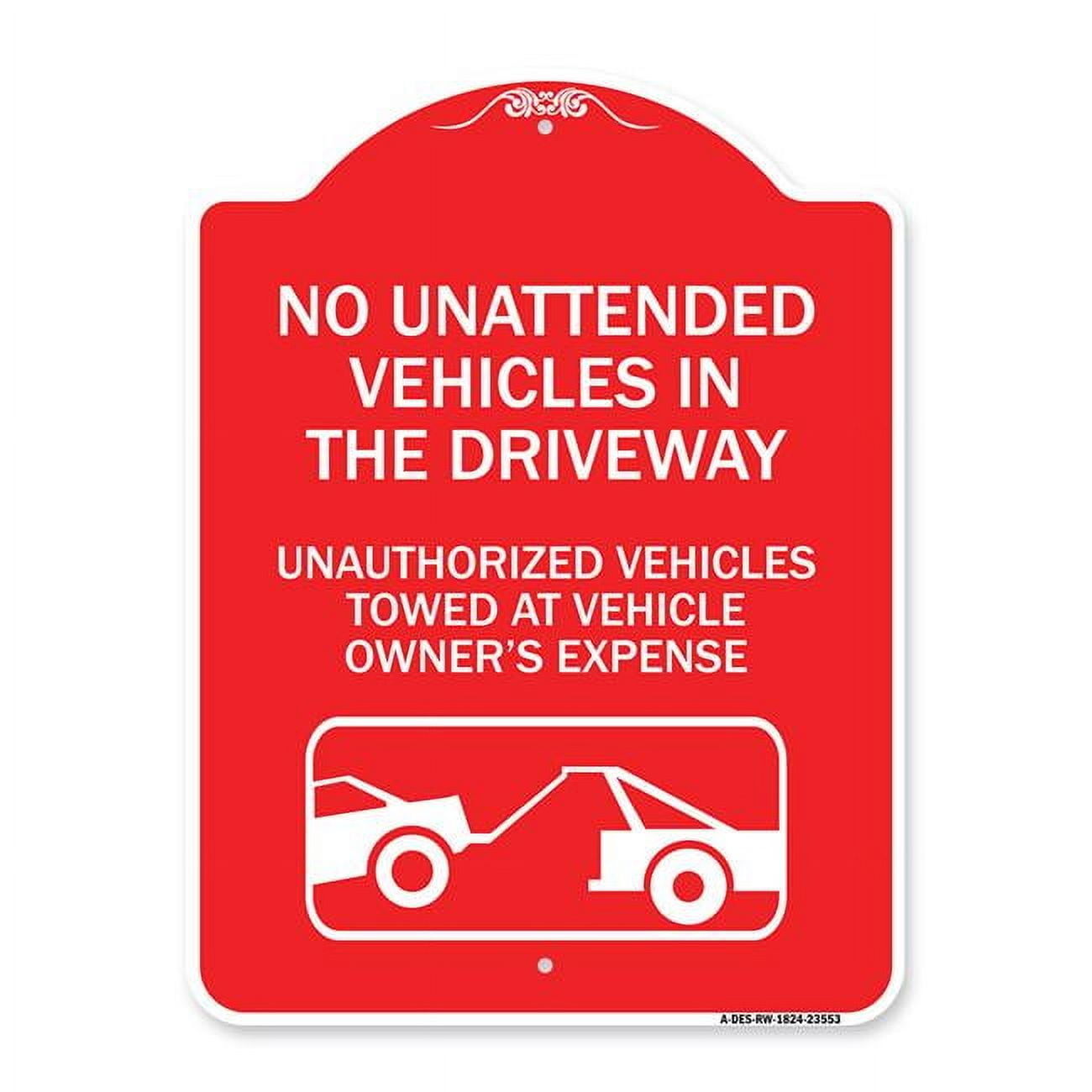18 x 24 in. Designer Series Sign - No Unattended Vehicles in the ...
