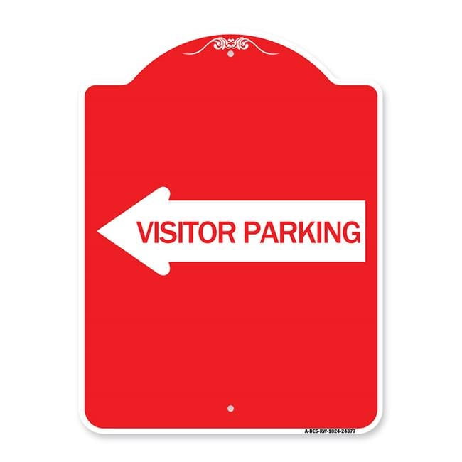 18 x 24 in. Designer Series Sign - Visitor Parking with Left Arrow, Red ...