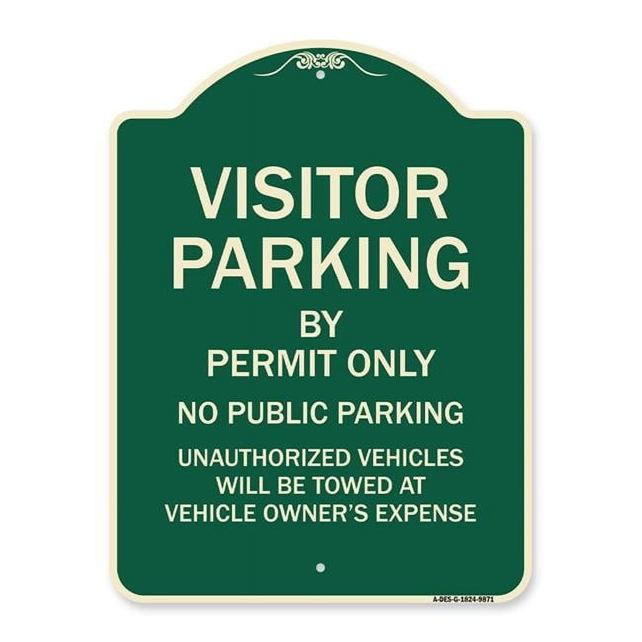 18 x 24 in. Green Designer Series Sign - Visitor Parking By Permit Only ...