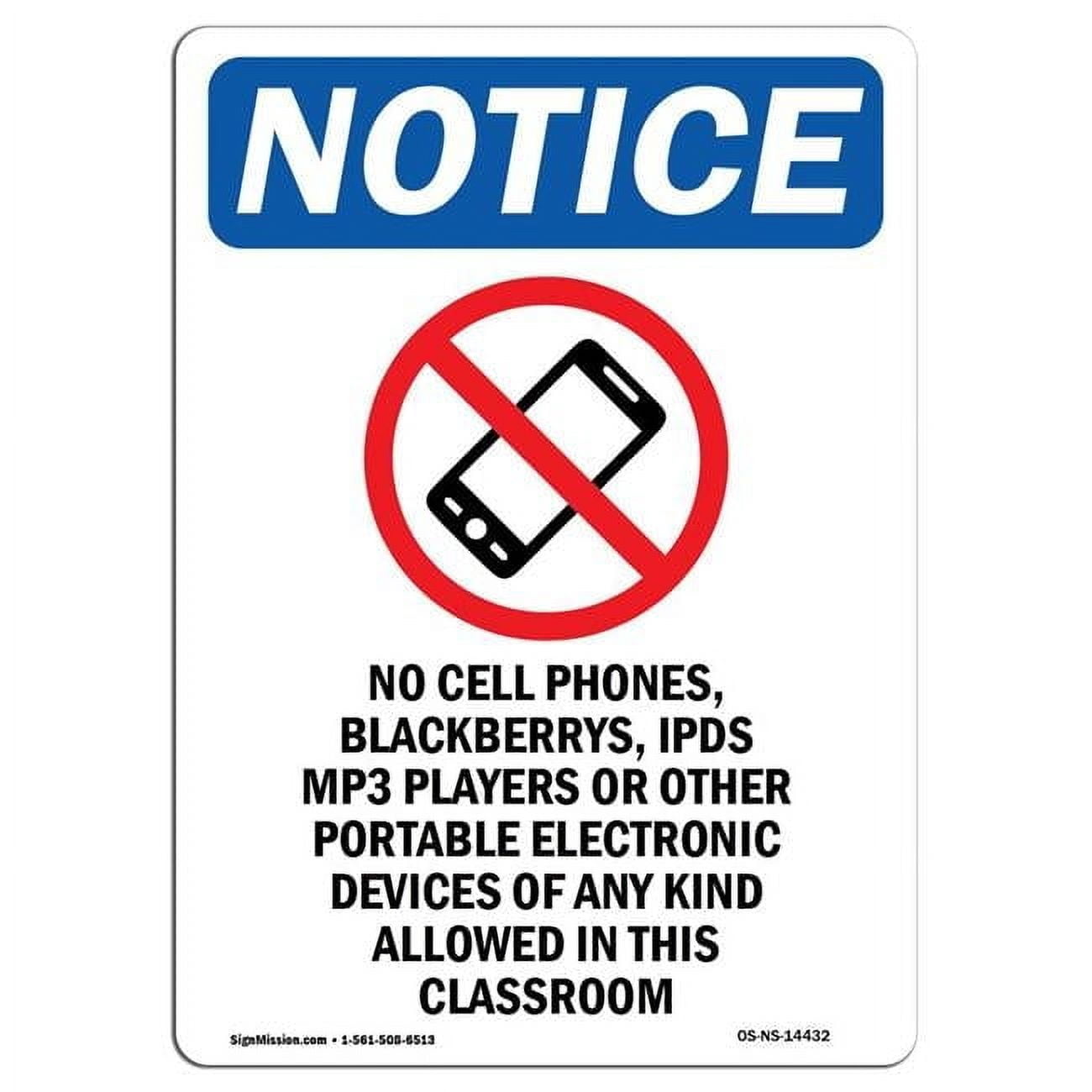 18 x 24 in. OSHA Notice Sign - No Cell Phones, Blackberrys - Walmart.com
