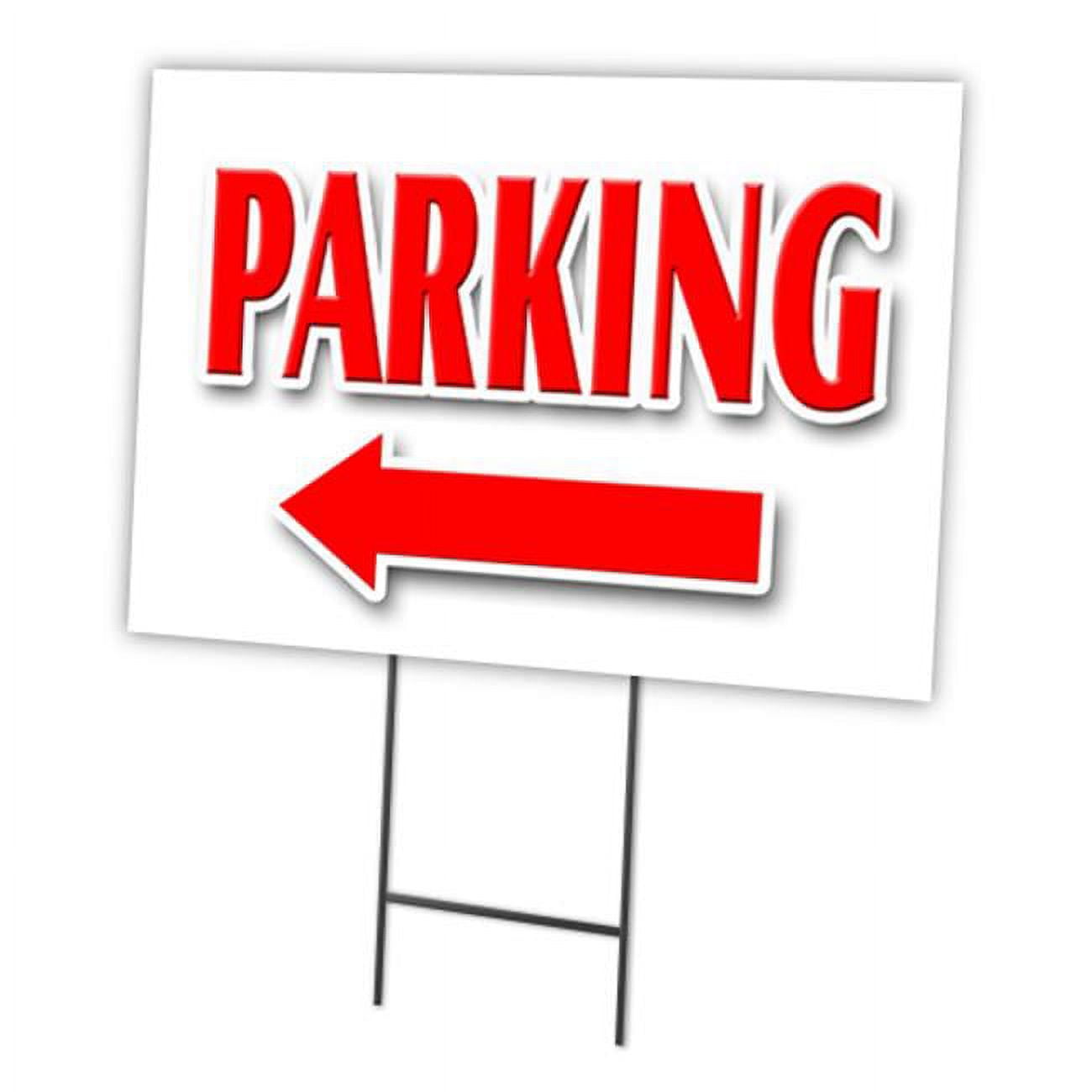 18 x 24 in. Parking Left Arrow Yard Sign & Stake Outdoor Plastic Window ...