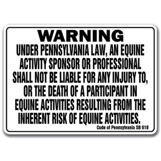 18 x 24 in. Pennsylvania - Activity Liability Warning Statute Horse ...