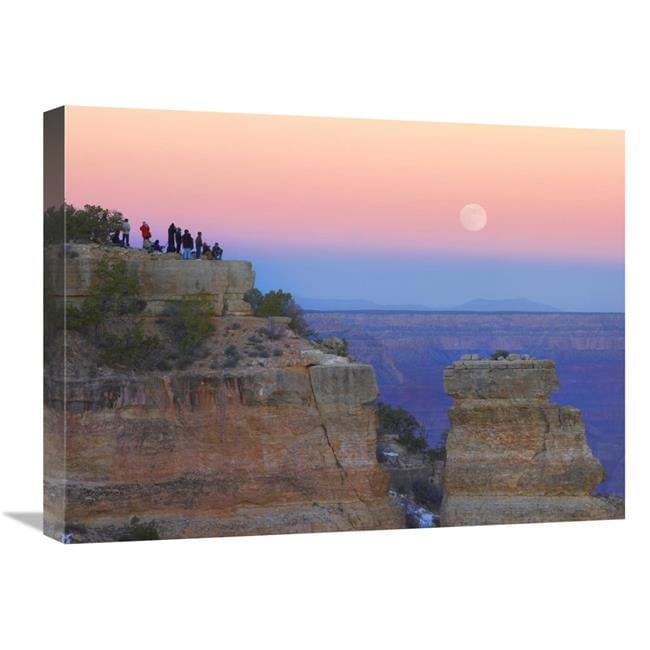 18 x 24 in. Tourists Enjoying Sunset & Rising Full Moon at Yaki Point ...