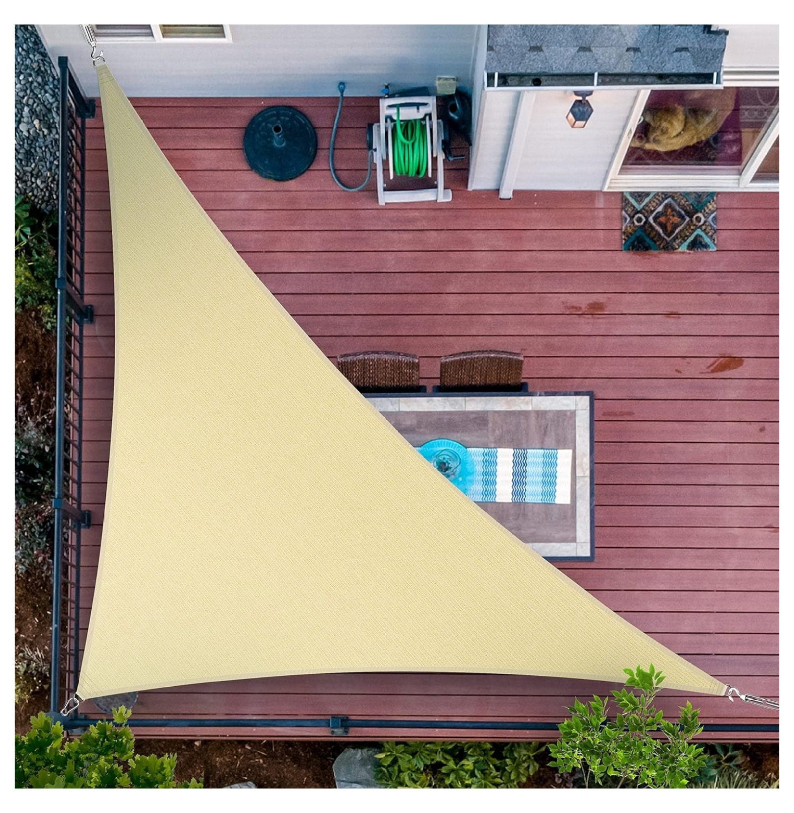 18' x 18' x 25.5' Beige Sun Shade Sail UPF50 Right Triangle SMTAPT24 ...