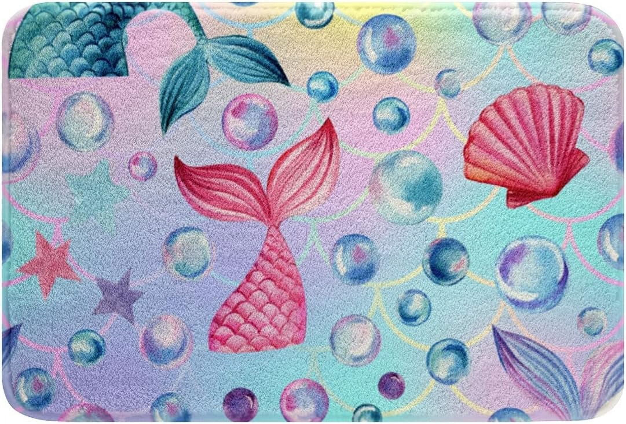 18" x 30"Ballet Mermaid Rug Cute Jellyfish Ocean Bathroom Rugs for ...