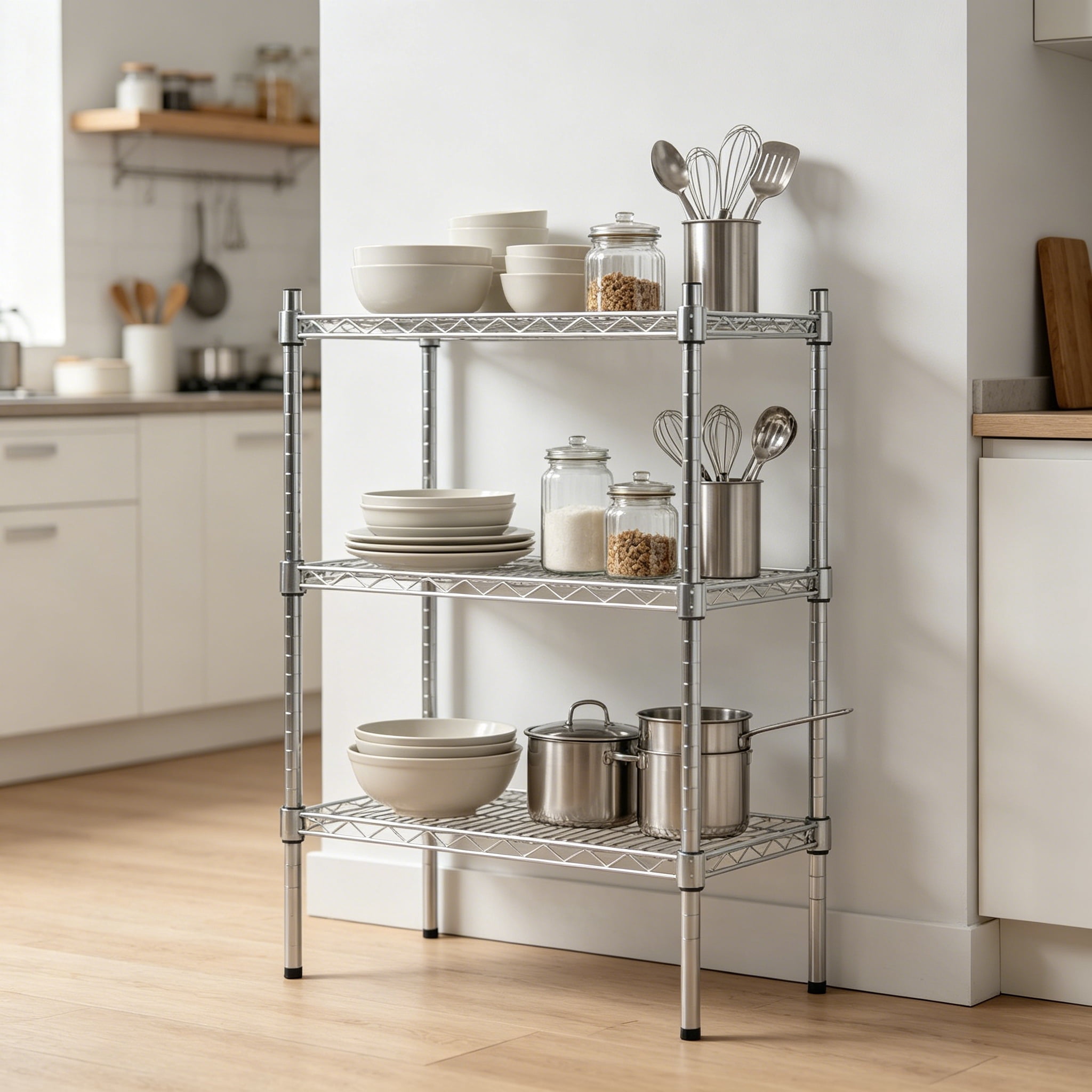 18" x 30" Chrome 3-Shelf Kit with 34" Posts, Commercial Storage Rack ...