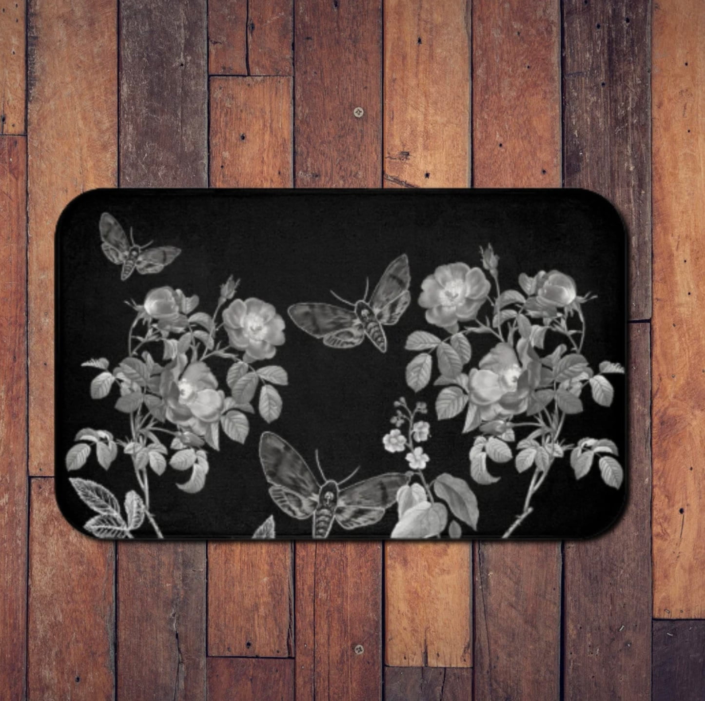 18" x 30" Goth Moth Bath Mat | Gothic Bathroom Decor | Goth Moth Rug ...
