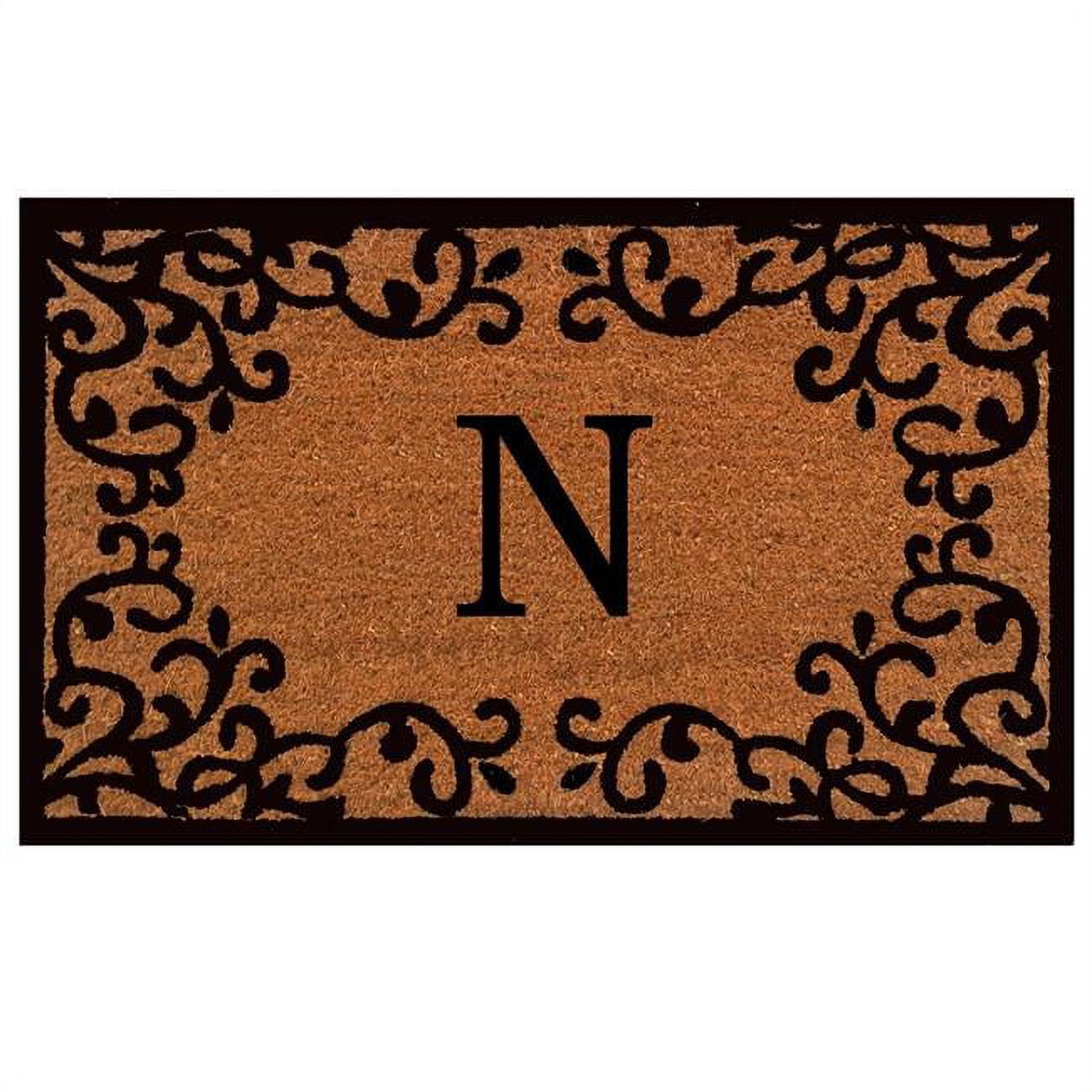 18 x 30 in. Chateaux Monogram Rectangular Doormat, Natural & Black ...