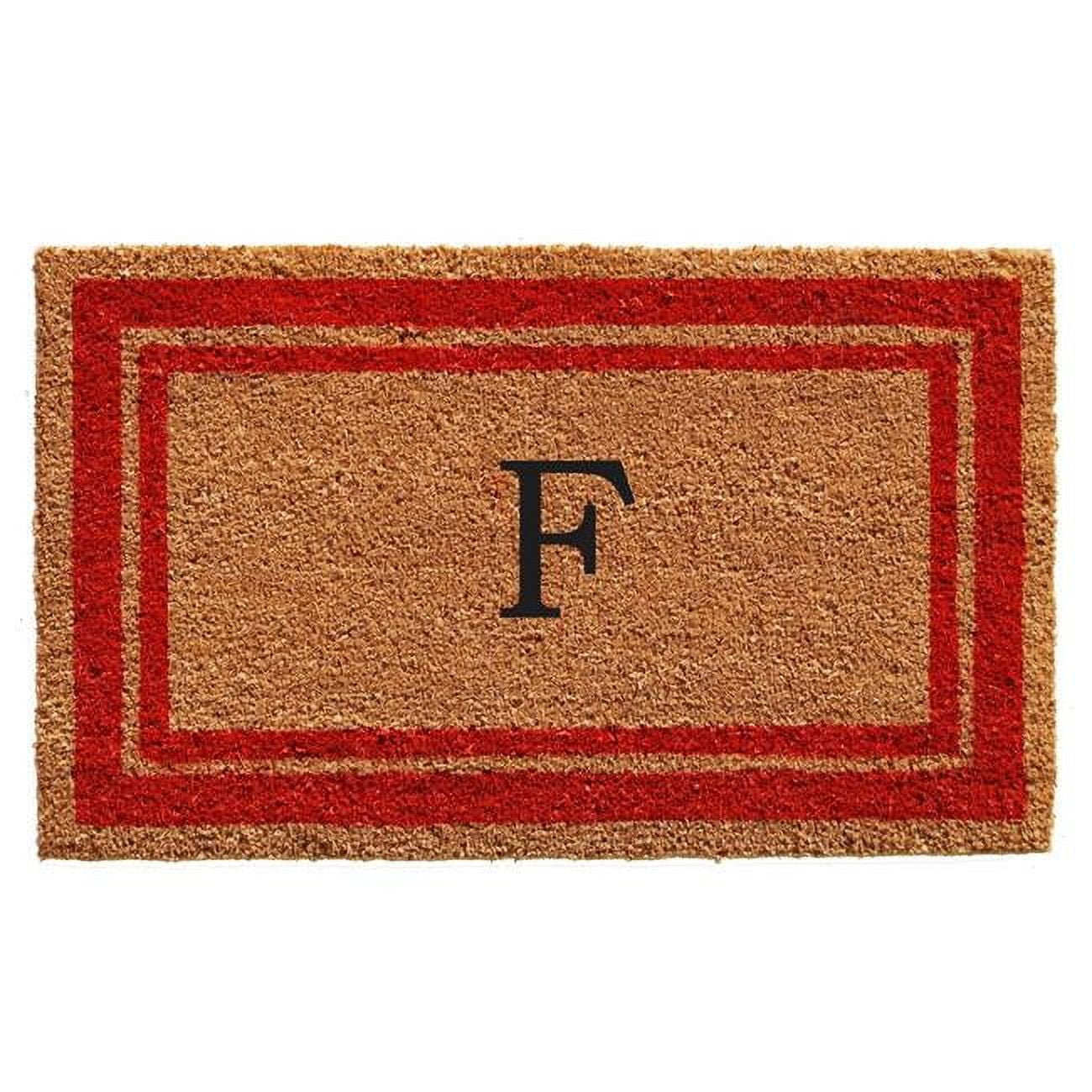 18 x 30 in. Red Border Monogram Rectangular Doormat, Natural - Letter G ...