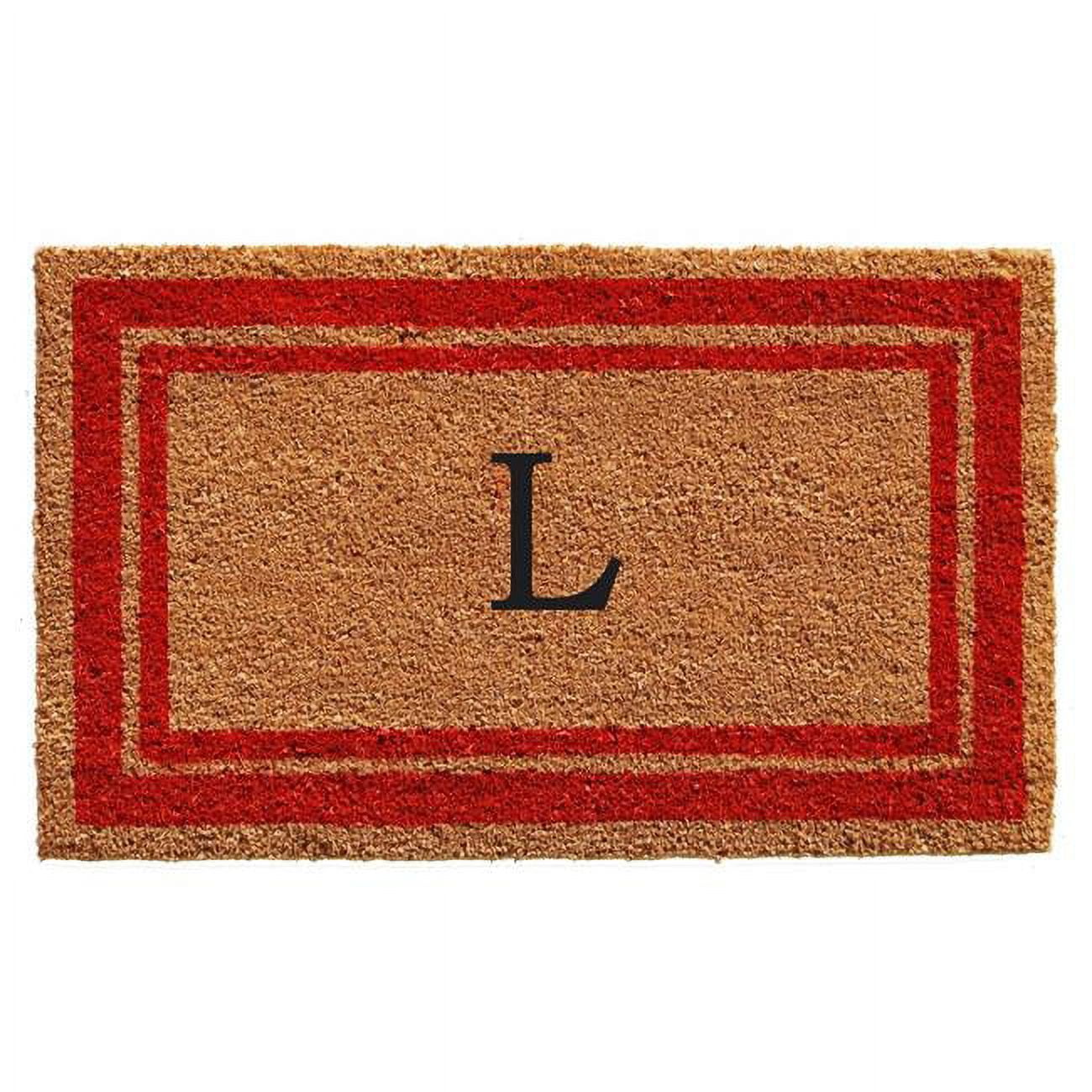 18 x 30 in. Red Border Monogram Rectangular Doormat, Natural - Letter M ...