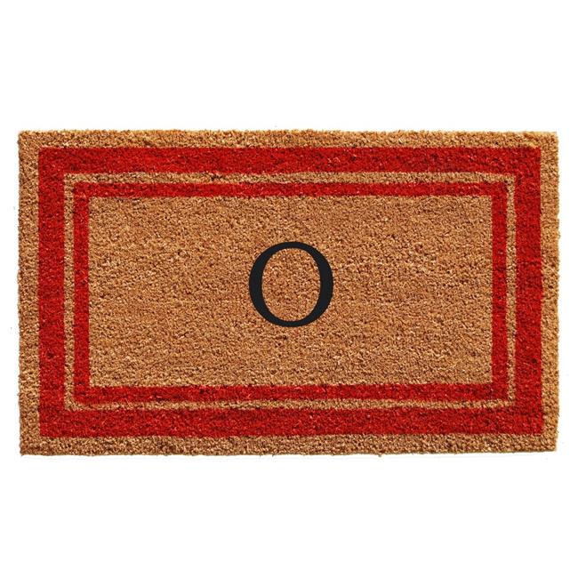 18 x 30 in. Red Border Monogram Rectangular Doormat, Natural - Letter P ...