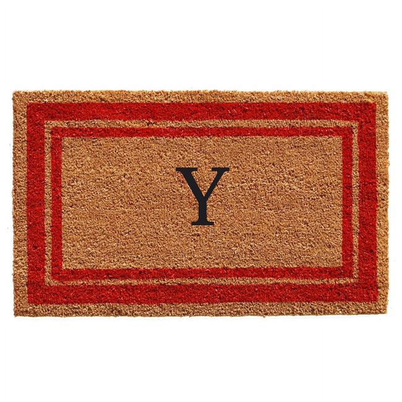 18 x 30 in. Red Border Monogram Rectangular Doormat, Natural - Letter Z ...