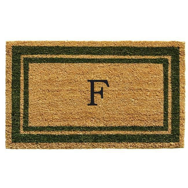 18 x 30 in. Sage Green Border Monogram Rectangular Doormat, Natural ...