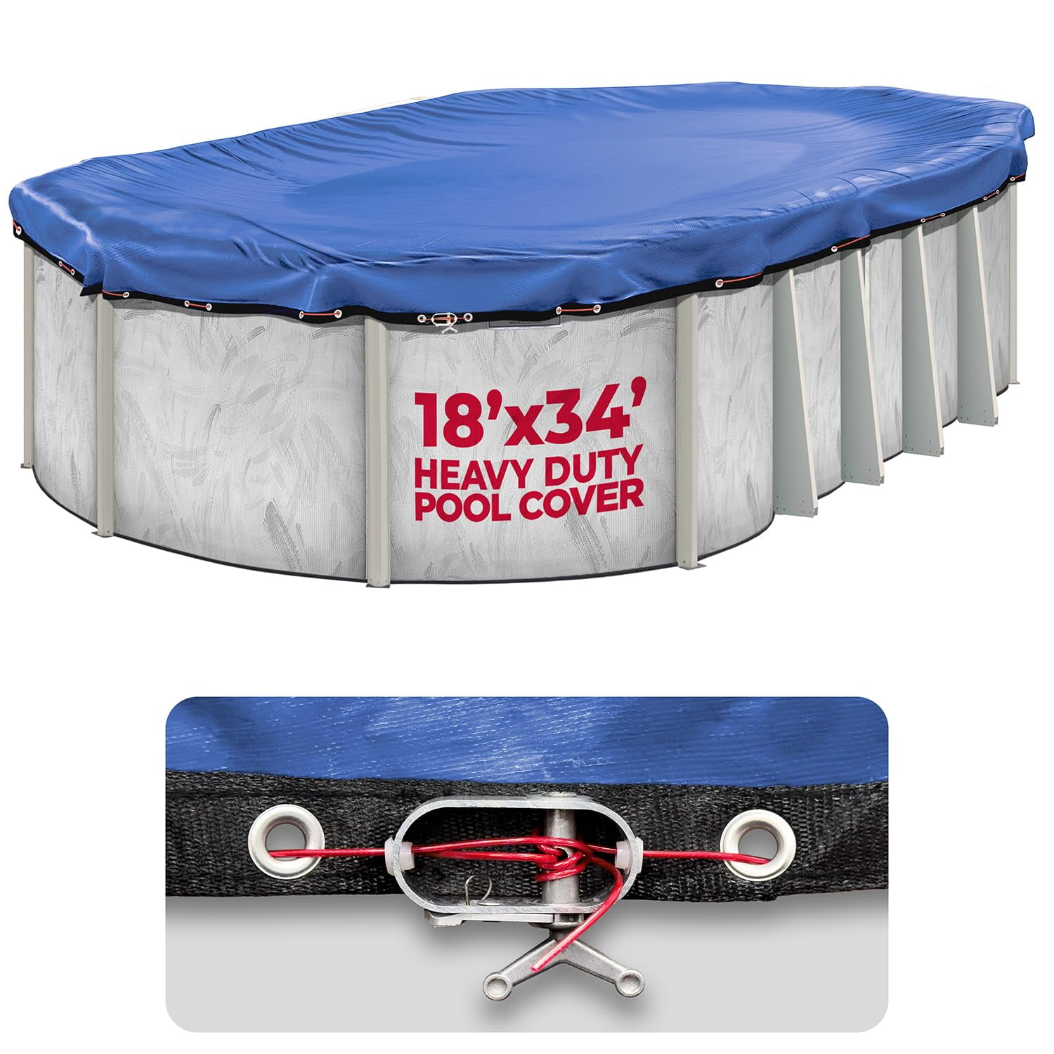18 x 34 ft Premium Oval Pool Cover for Above Ground Pools, Heavy Duty ...