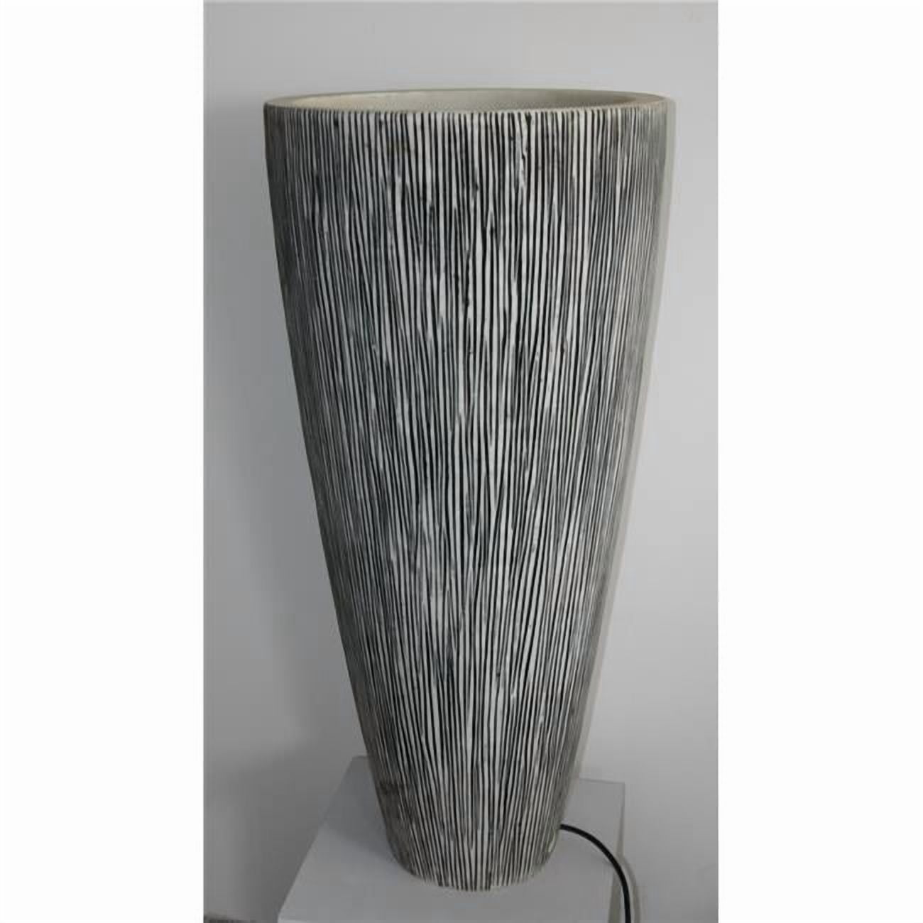 18 x 39 in. Sandstone Ribbed Finish, Long Conical Planter with Light ...