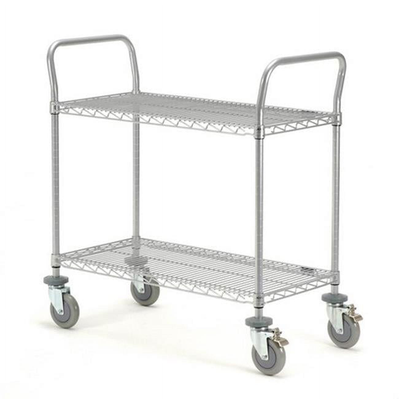 18 x 42 in. 2 Shelf Utility Cart in Chrome Finish with Polyurethane ...