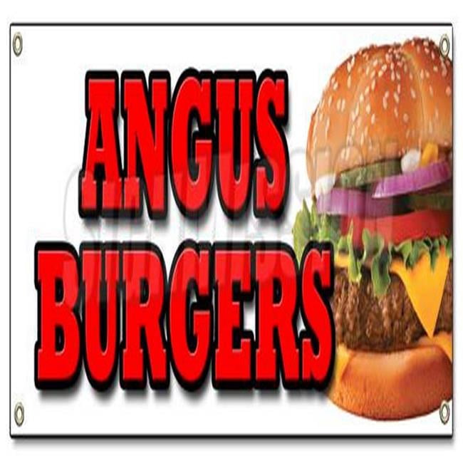 18 x 48 in. Banner Sign - Angus Burgers - Broiled Charbroiled ...