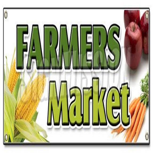 18 x 48 in. Banner Sign - Farmers Market - Produce Fruit Vegetables ...