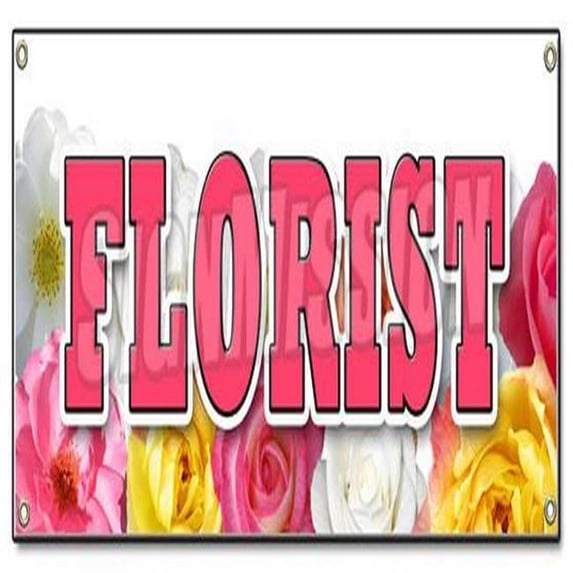 18 x 48 in. Banner Sign - Florist - Roses Flower Shop Arrangements ...