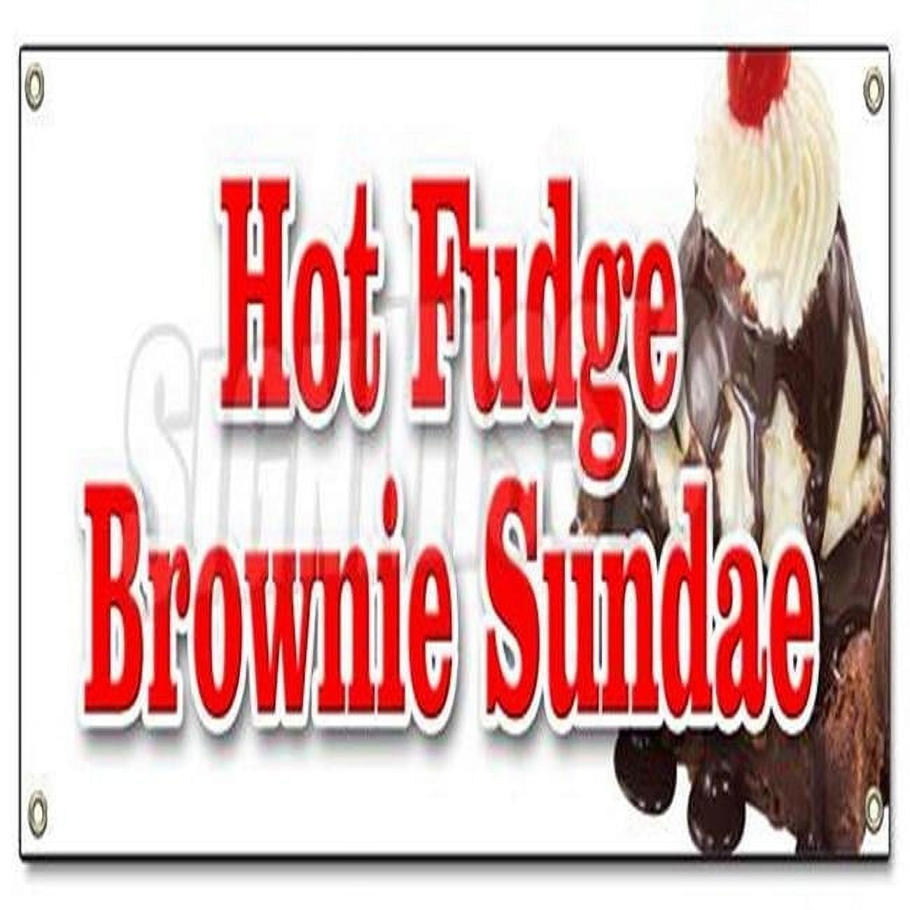 18 x 48 in. Banner Sign - Hot Fudge Brownie Sundae - Ice Cream Dessert ...
