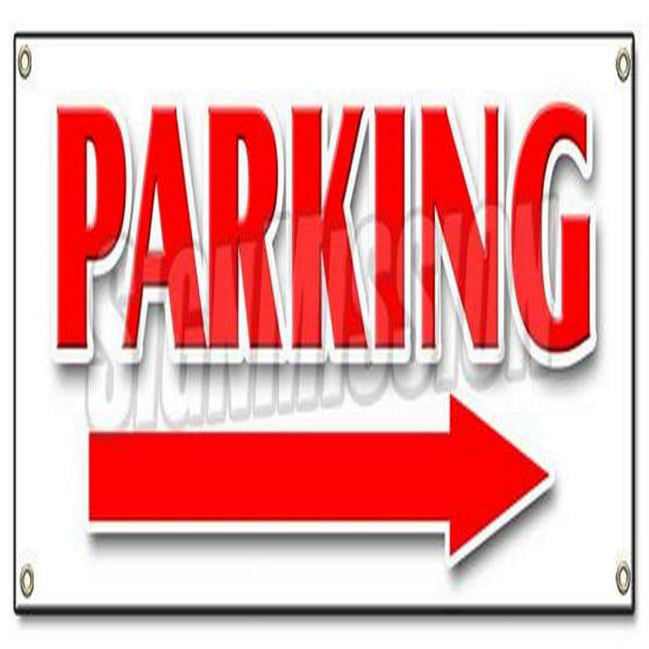 18 x 48 in. Banner Sign - Parking Right Arrow - Parking Lot Garage ...