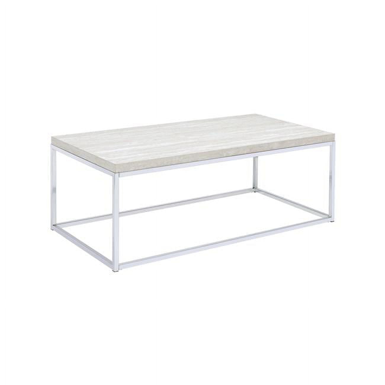 18 x 48 x 24 in. Chrome & White Oak Manufactured Wood & Metal ...