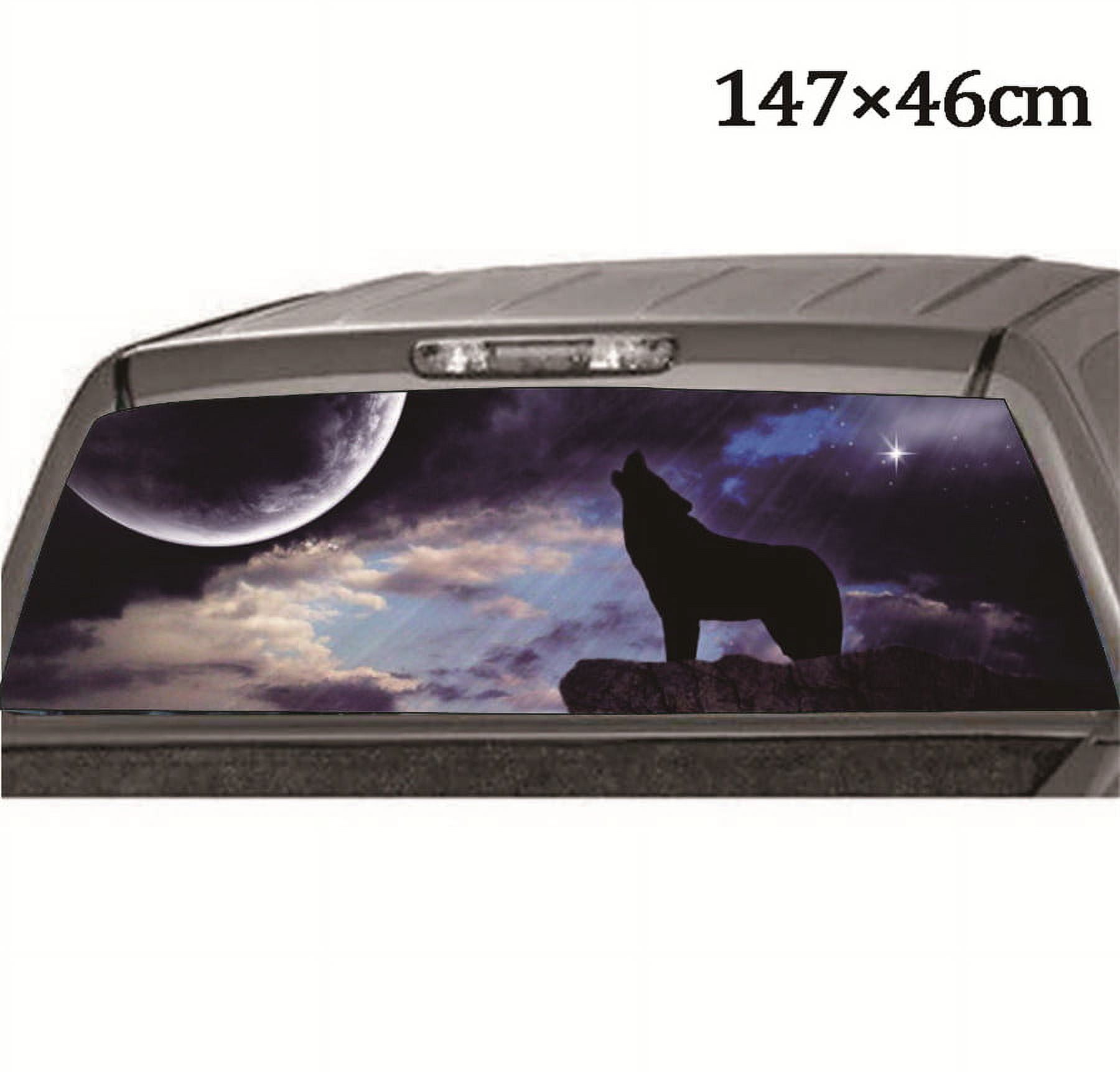 18" x 58" Truck Rear Window Graphic Decal Stickers Wolf Roaring Starry ...