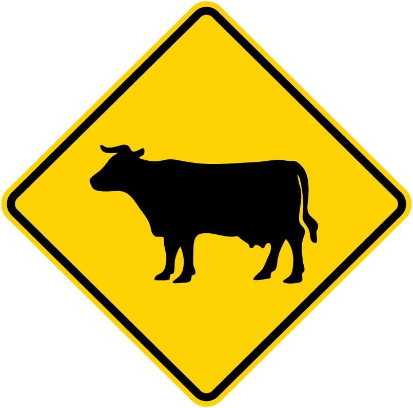 18 x 18 Cow Crossing Sign - Recognizable Cattle Crossing Symbol Warning ...