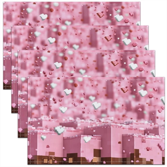 18"x12" Pixel Placemats Set of 4 Gamer Place Mat for Kitchen Dining ...