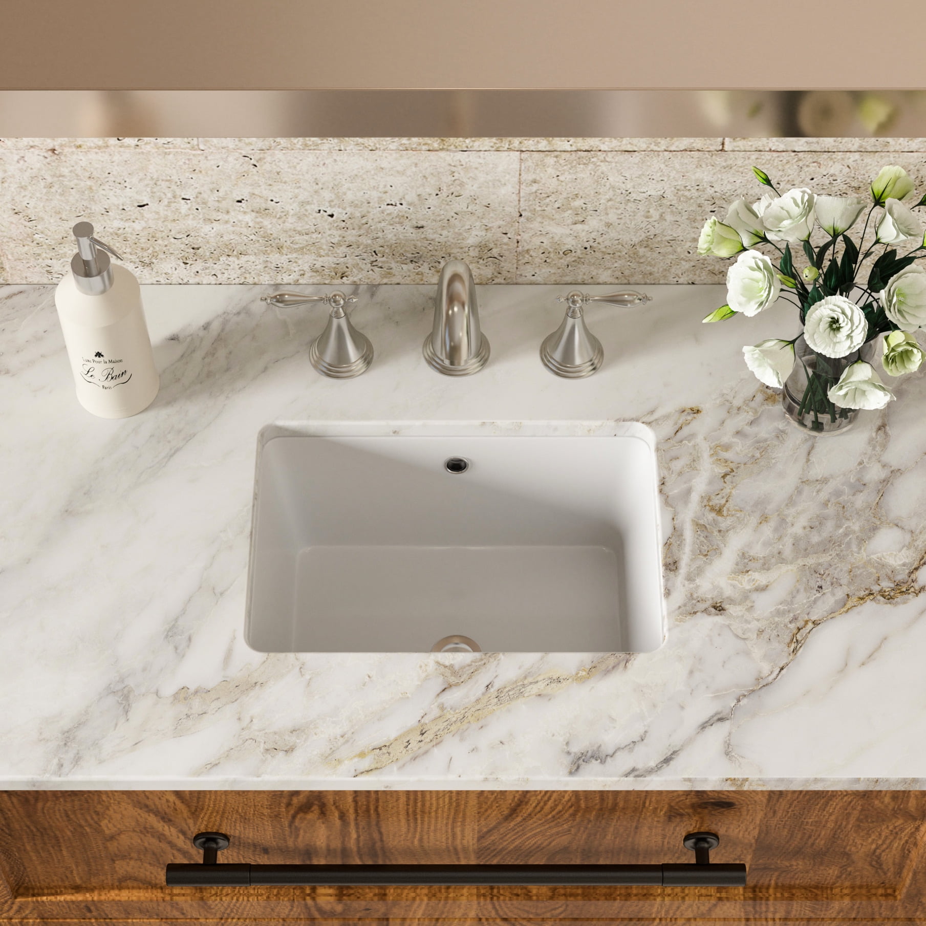 18"x12" White Ceramic Undermount Sink With Overflow - Sleek, Smooth, To ...