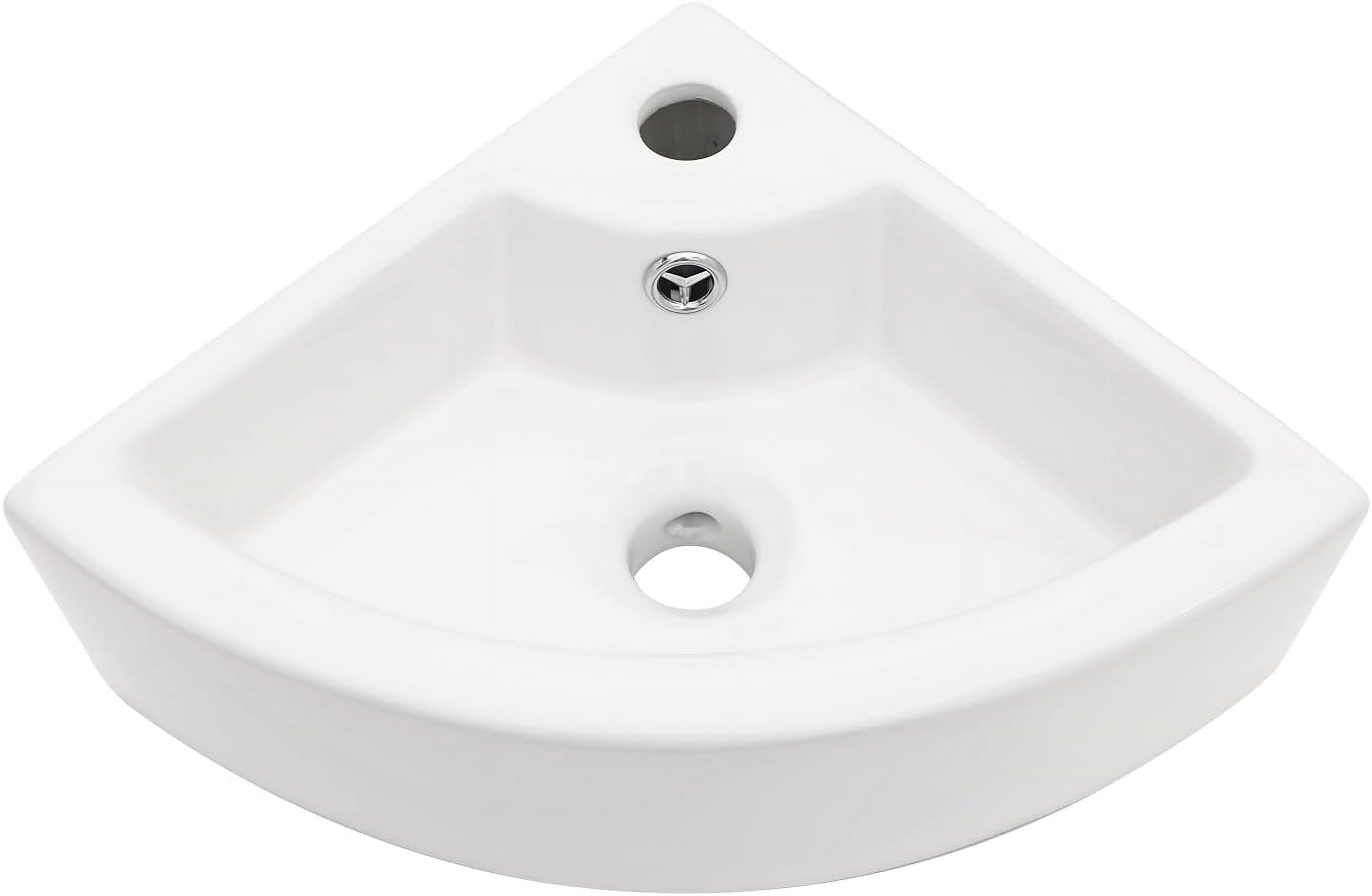 18"x13" Corner Sink Wall Mount Triangle Bathroom Sink Small White Basin ...