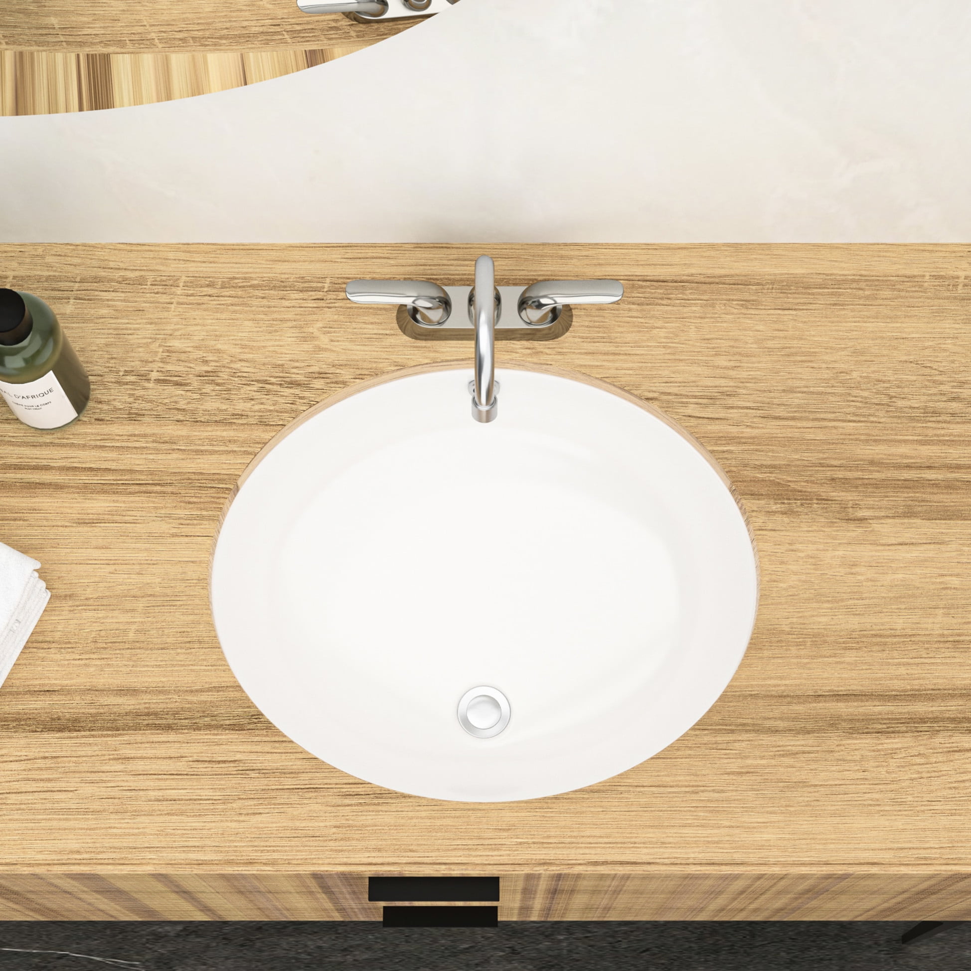 18"x15" Oval Undermount Bathroom Sink With Overflow - Modern Ceramic ...