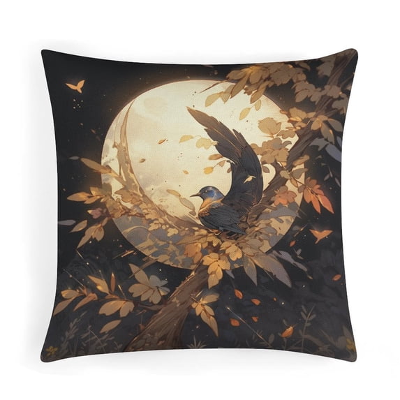 18"x18" Cushion Covers The Last Leaf A Fall Autumn Crow Woods Crescent ...