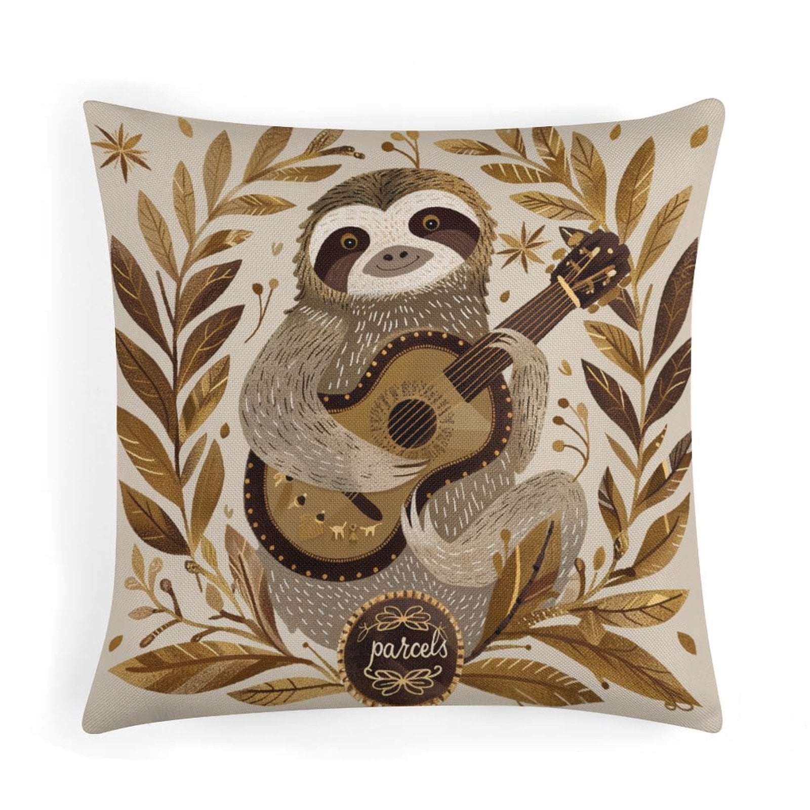 18"x18" Pillowcase A Cute Sloth Playing The Guitar Farmhouse Pillow ...