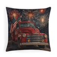 18"x18" Pillows Cover Watercolor Red Pickup Truck with American Flags ...